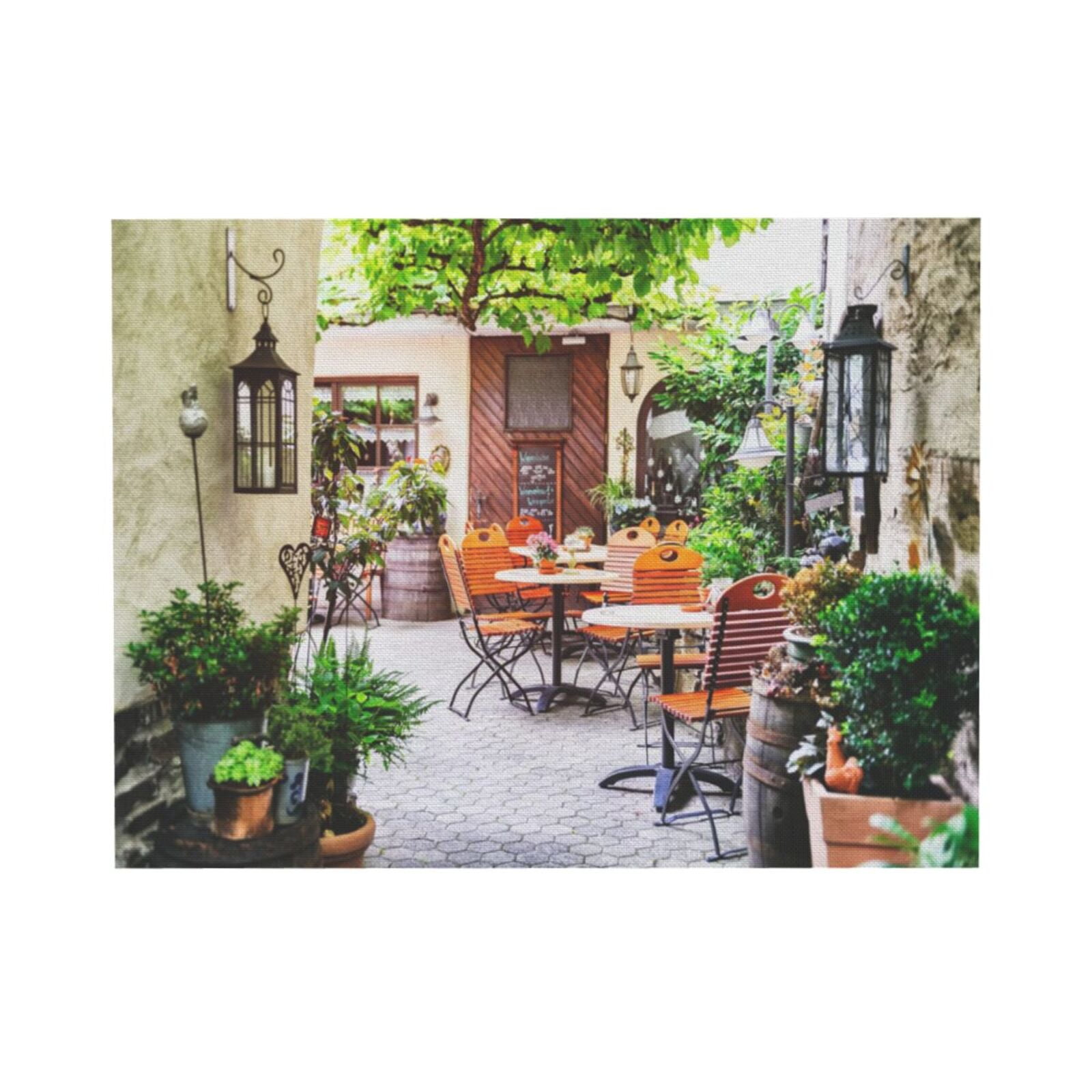 AEFER Canvas Print Wall Art European Cafe Restaurant Terrace Patio Food ...