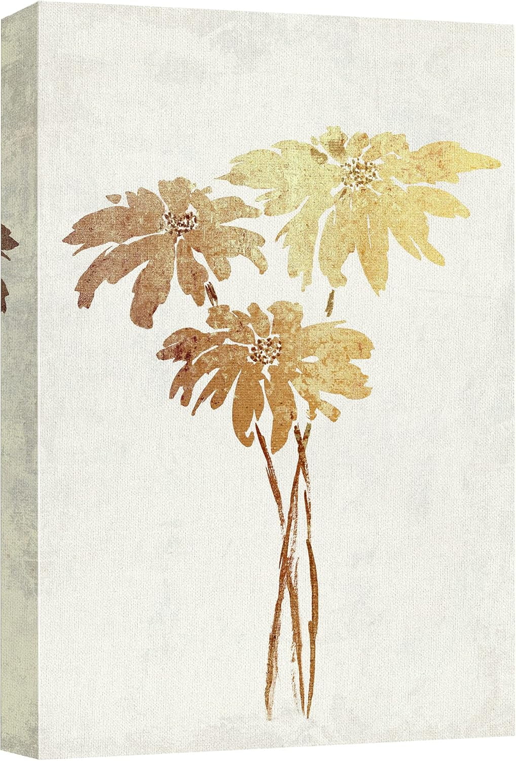 AEFER Canvas Print Wall Art Faded Retro Golden Daisy Imprint Floral ...