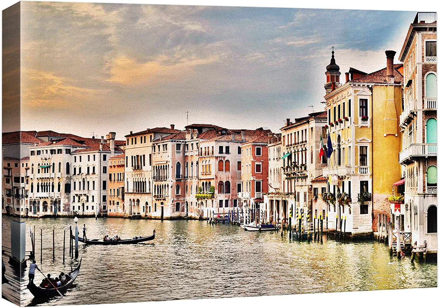 AEFER Canvas Print Wall Art Gondolas & Buildings in Venice, Italy ...