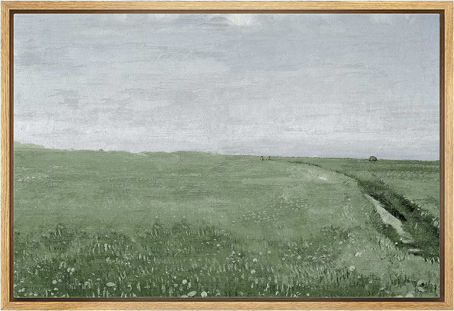 AEFER Canvas Print Wall Art Green Fields on a Cloudy Gray Day Scenic ...