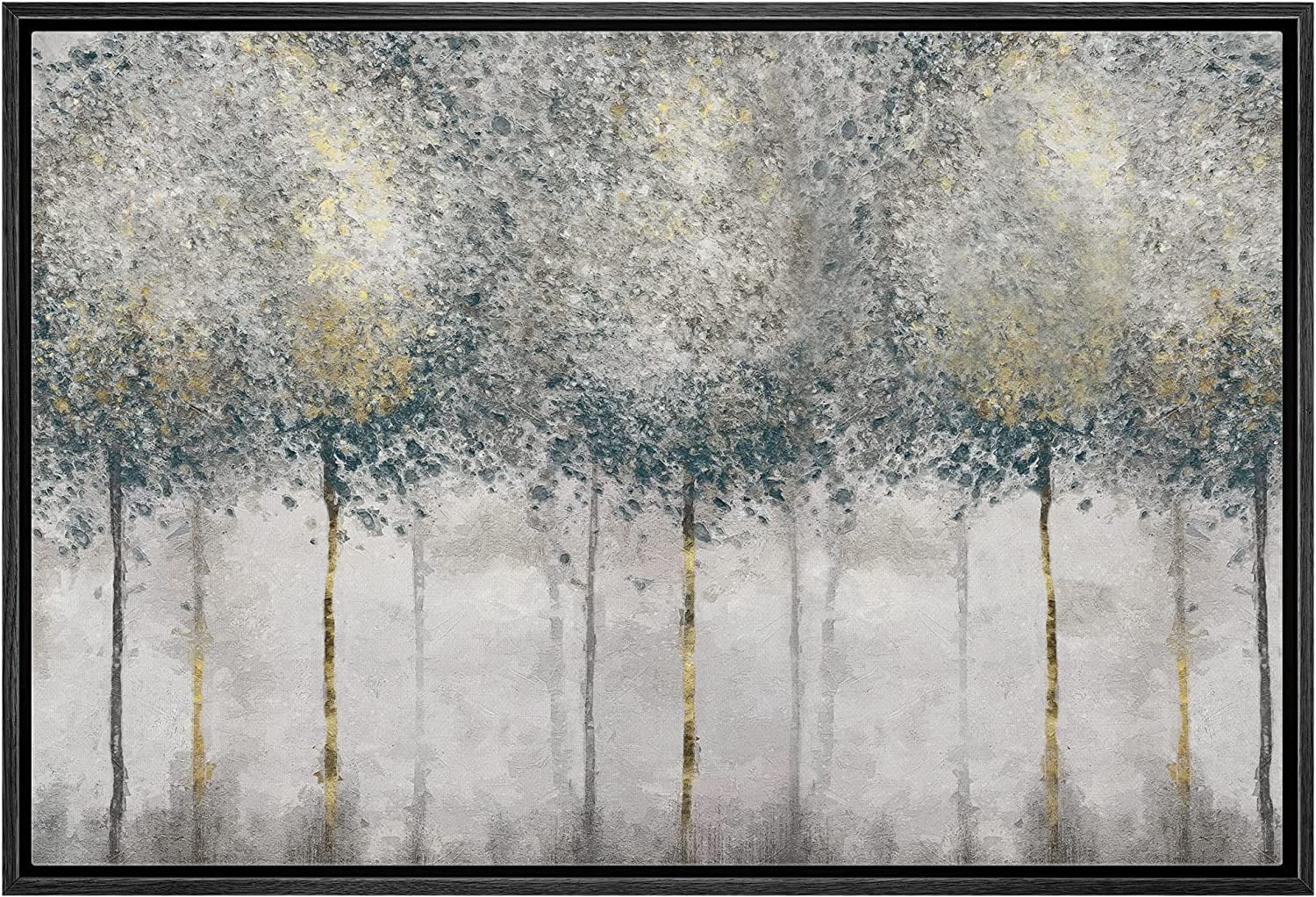 AEFER Canvas Print Wall Art Green Gold Pastel Country Forest Tree ...