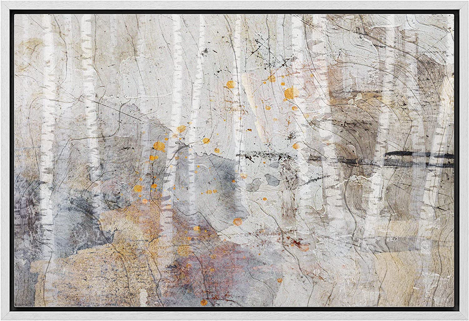 AEFER Canvas Print Wall Art Grunge Paint Stroke Birch Tree Forest ...