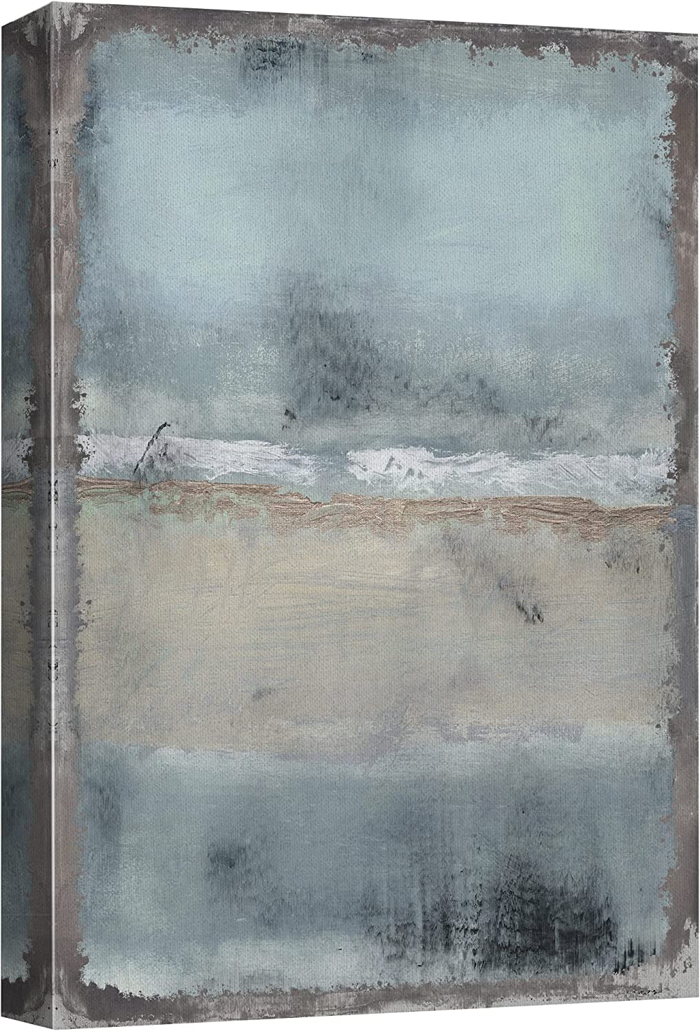 AEFER Canvas Print Wall Art Grunge Pastel Geometric Blue Color Blocks ...