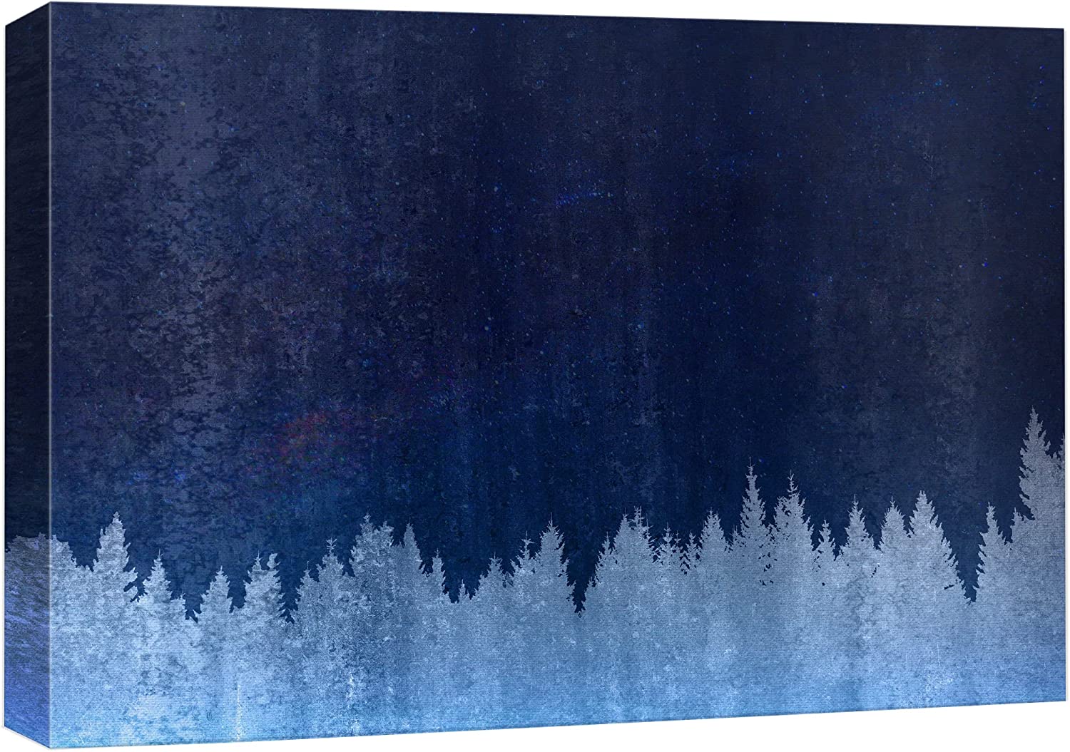 AEFER Canvas Print Wall Art Grunge Style Ice Blue Pine Forest ...