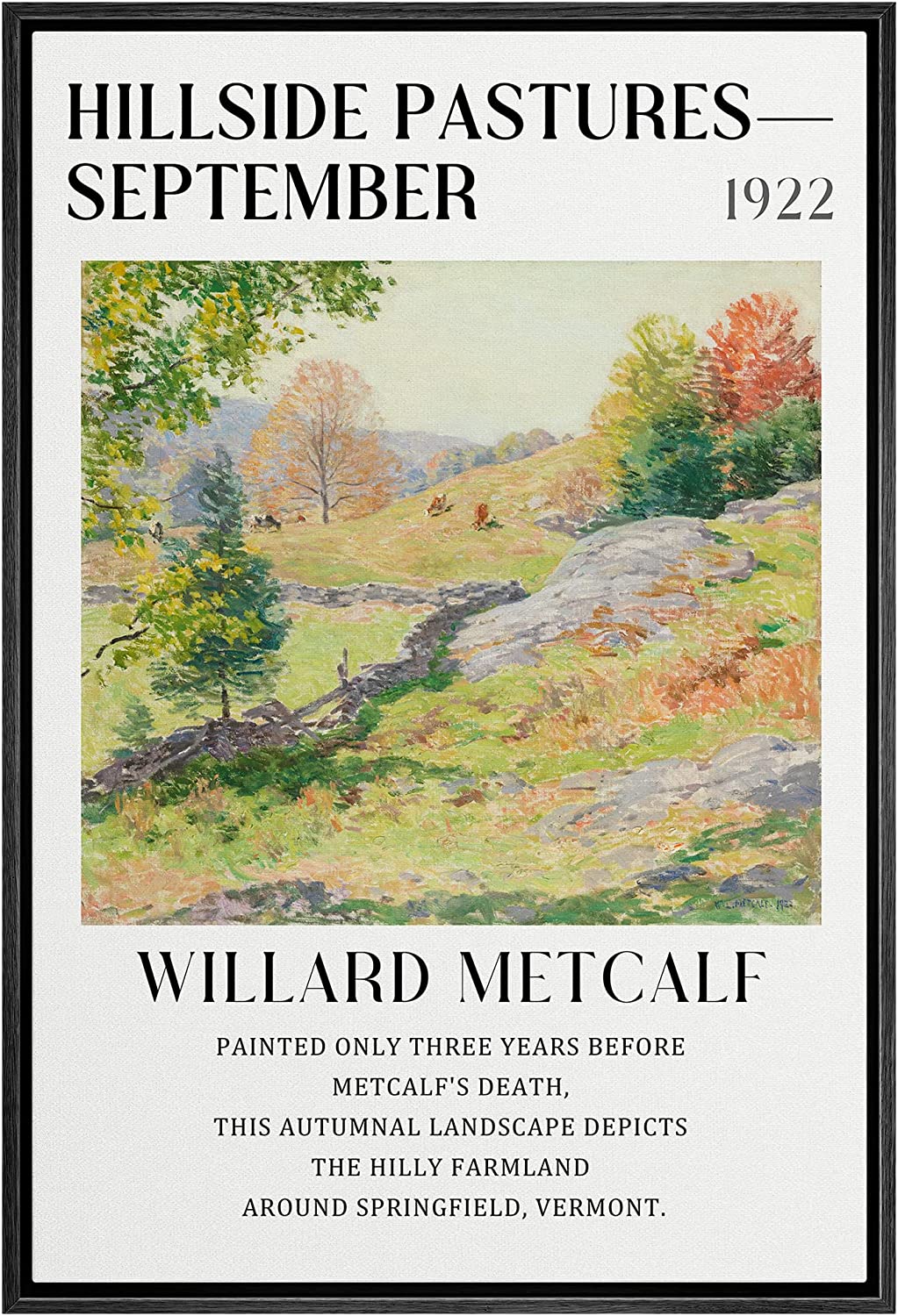 AEFER Canvas Print Wall Art Hillside Pastures by Willard Metcalf Nature ...