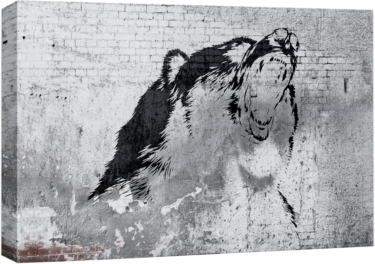 AEFER Canvas Print Wall Art Howling Wolf on Gritty Gray City Brick Wall ...