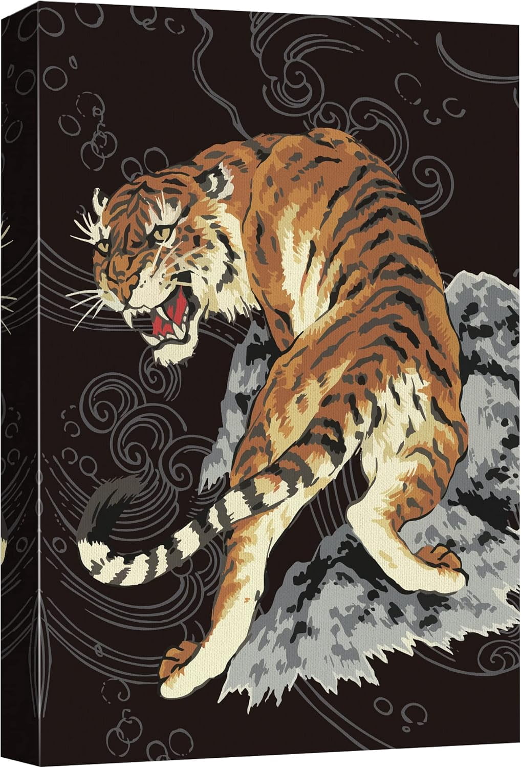 AEFER Canvas Print Wall Art Japanese Style Tiger on Wave Background ...