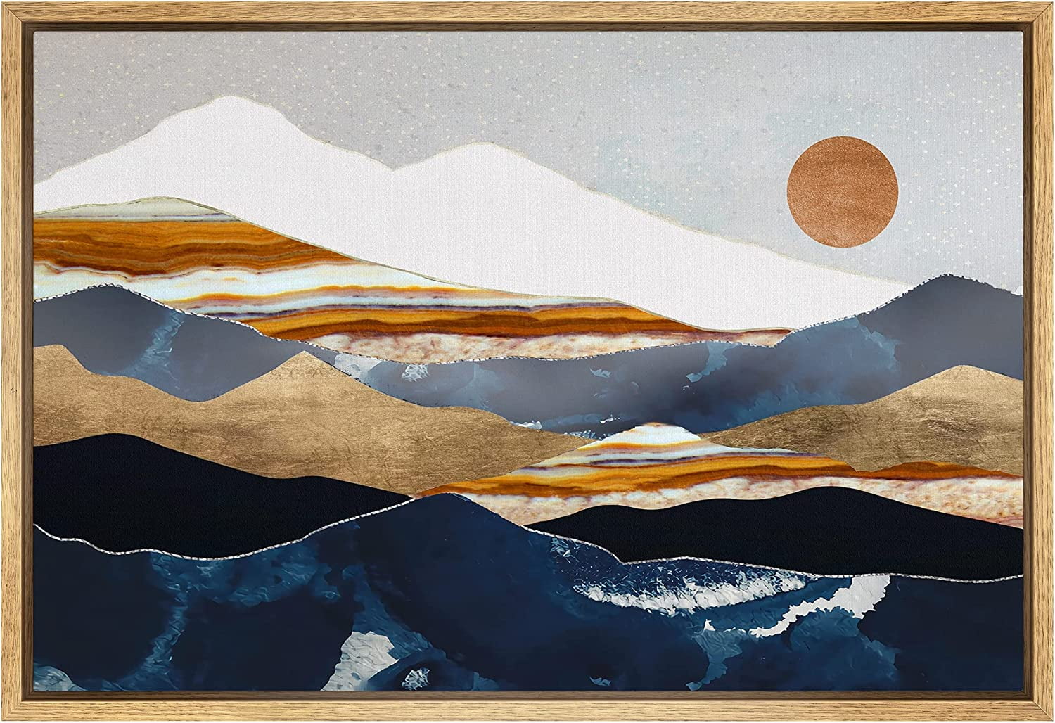 AEFER Canvas Print Wall Art Marble Granite Mountain Range Valley Nature Wilderness Illustrations ...