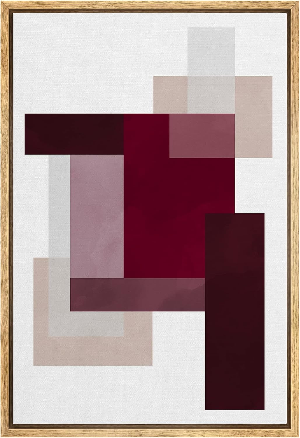 AEFER Canvas Print Wall Art Mid-Century Maroon and Tan Color Block ...