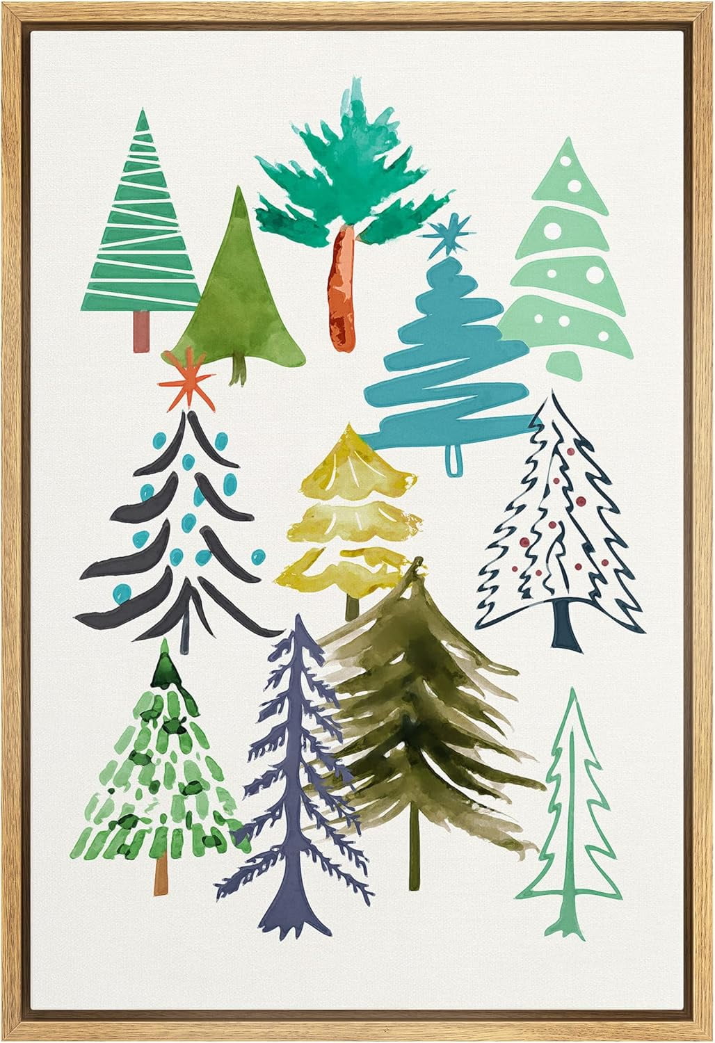 AEFER Canvas Print Wall Art Multicolor Abstract Pine Tree Collage ...