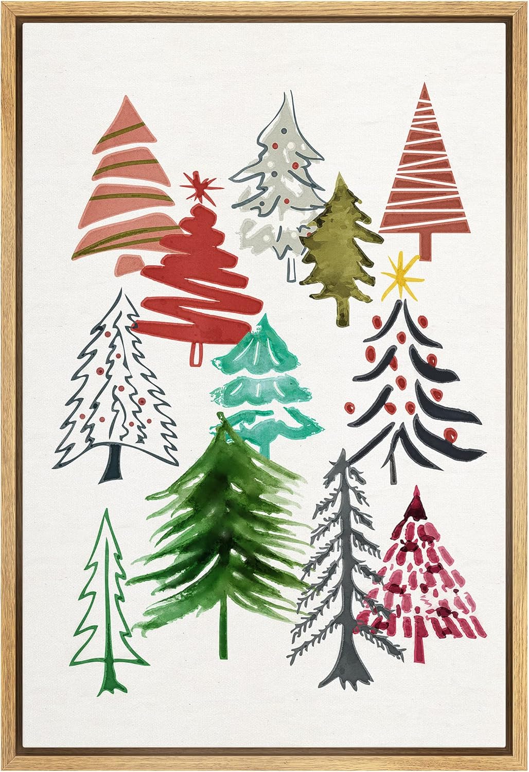 AEFER Canvas Print Wall Art Multicolor Vibrant Pine Tree Collage Nature ...