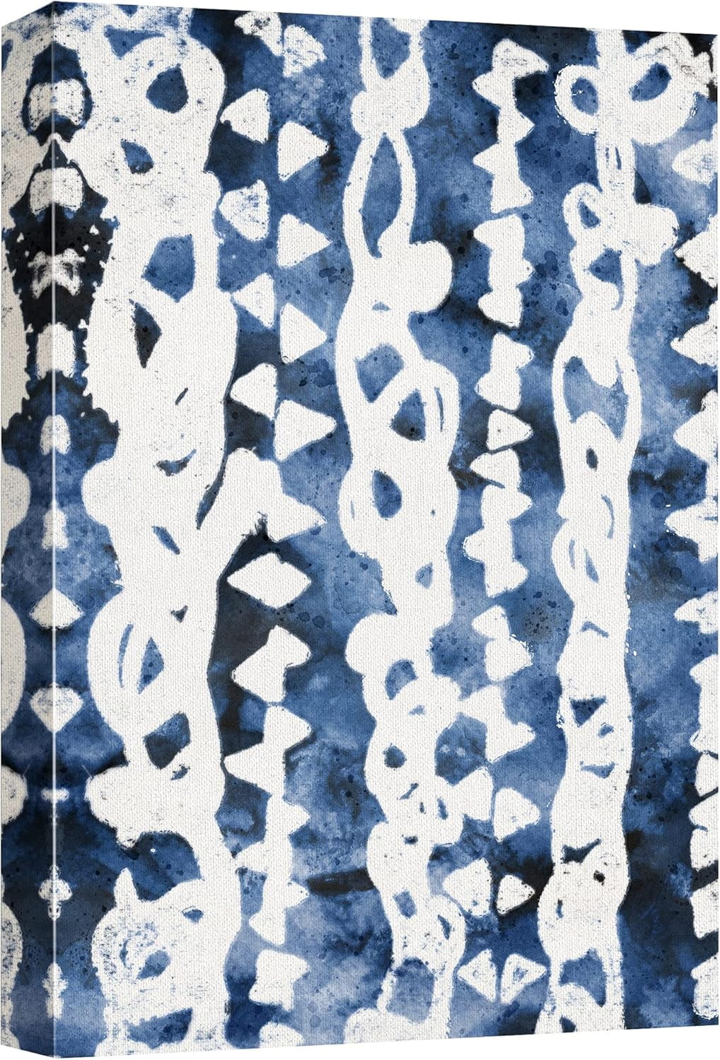 AEFER Canvas Print Wall Art Nautical Inspired Blue White Chain Pattern ...