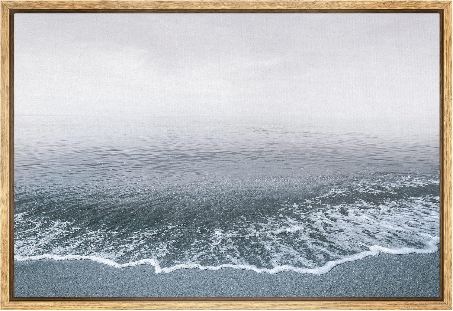 AEFER Canvas Print Wall Art Ocean Waves Fan Out Along Beach Nature ...