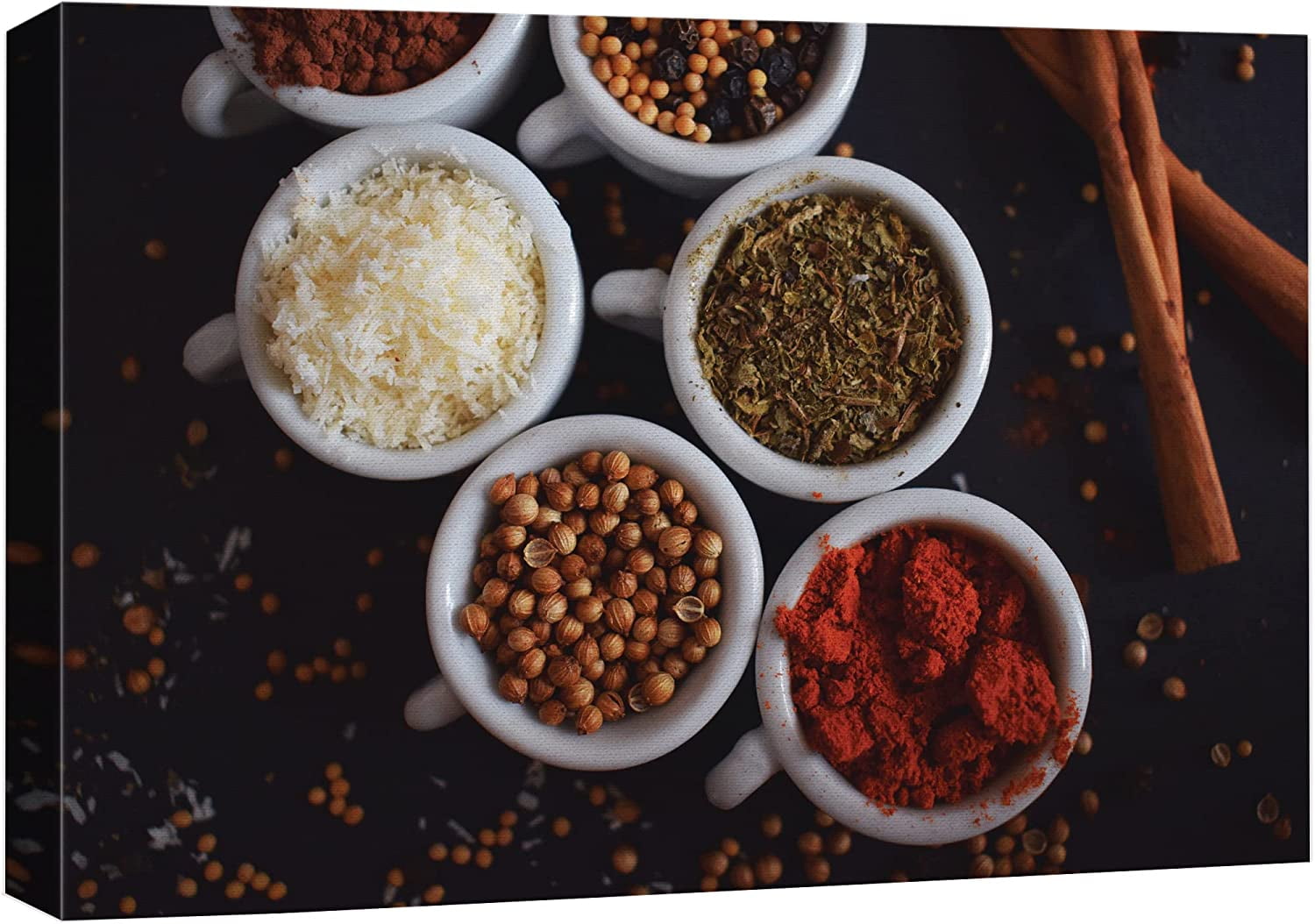 AEFER Canvas Print Wall Art Parmesan Cheese, Seed Pods, Black Pepper ...