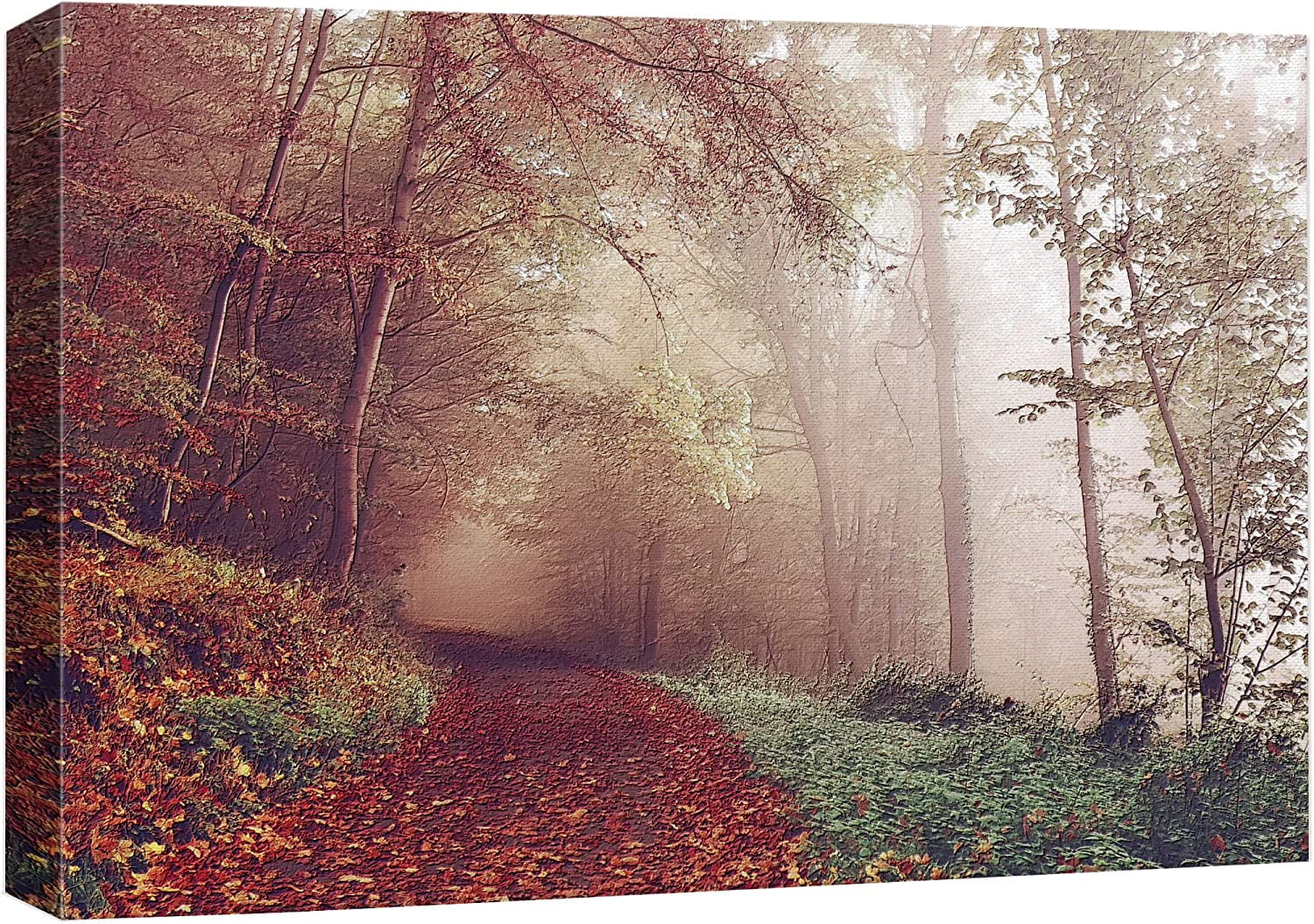 AEFER Canvas Print Wall Art Path in The Red Pine Tree Forest Nature ...