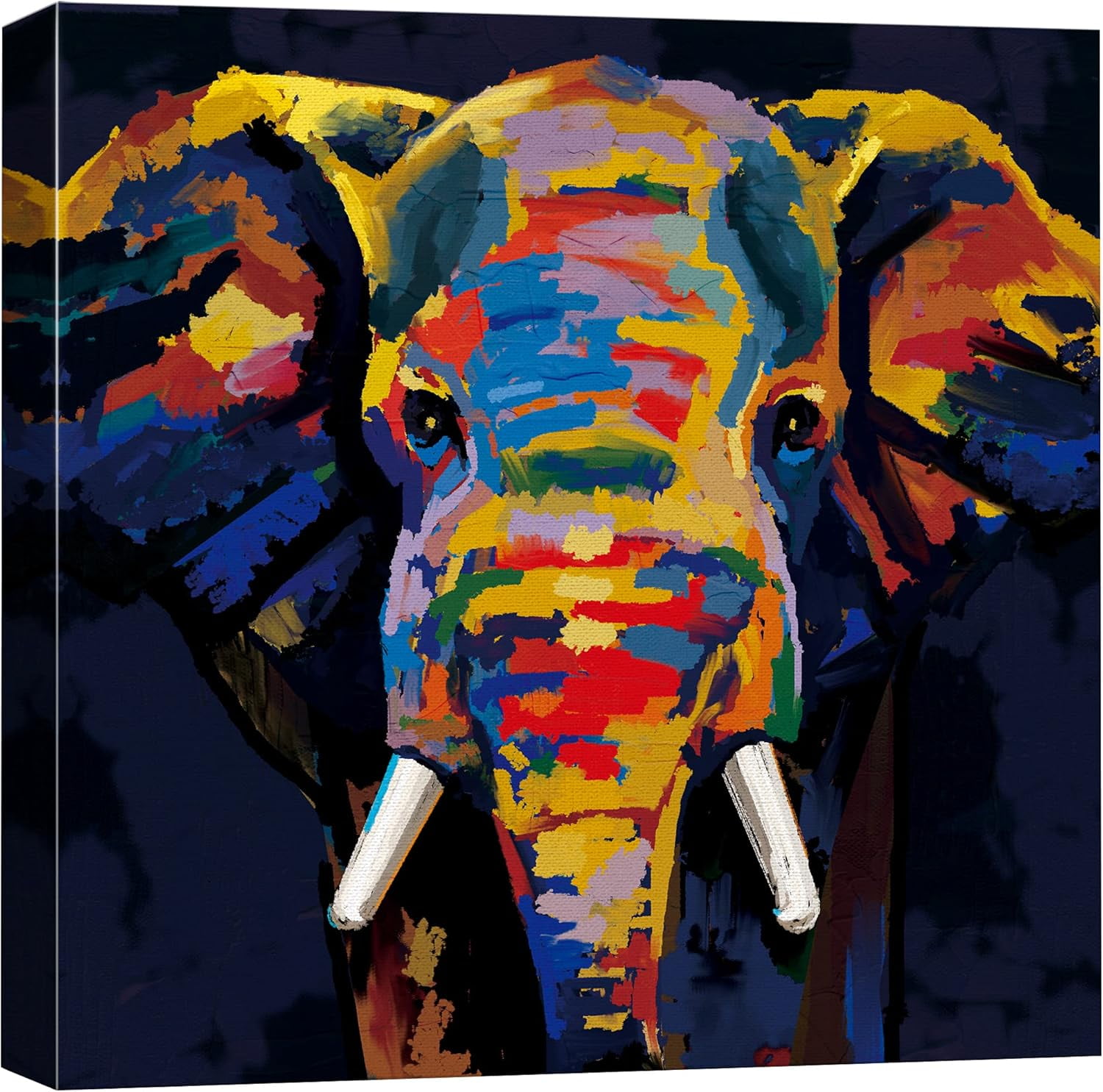 AEFER Canvas Print Wall Art Rainbow Paint Stroke African Elephant ...