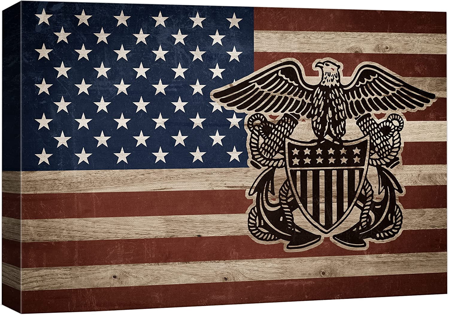 AEFER Canvas Print Wall Art Retro Vintage American Flag Eagle Crest ...