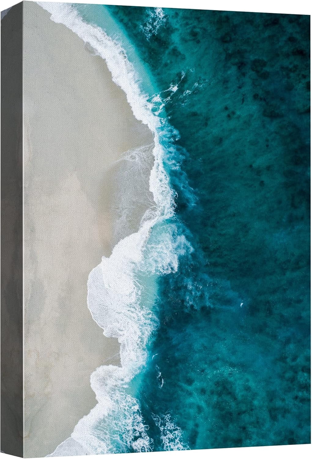 AEFER Canvas Print Wall Art Rushing Waves on Beach Shore Marine Life ...