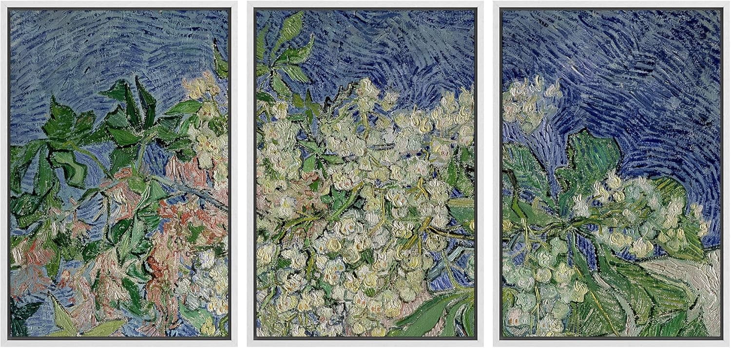 AEFER Canvas Print Wall Art Set Blooming Chestnut Tree Branches Vincent ...