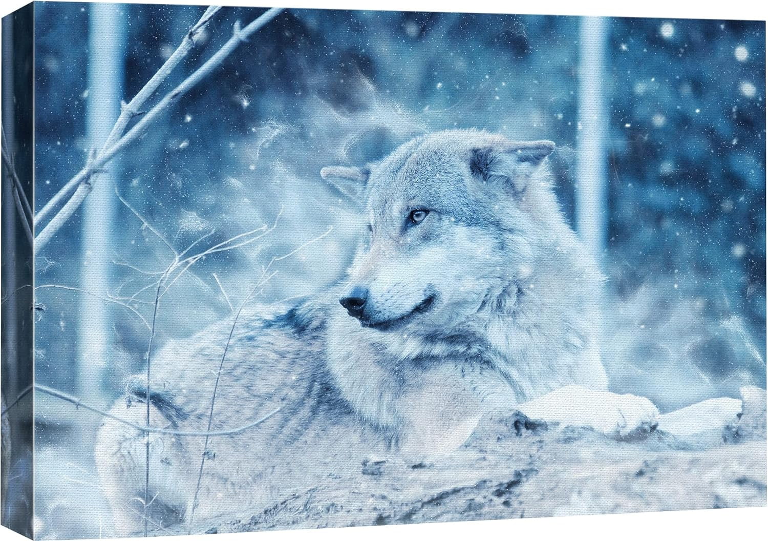 AEFER Canvas Print Wall Art Set White Wolf in the Snow Forest Animals ...