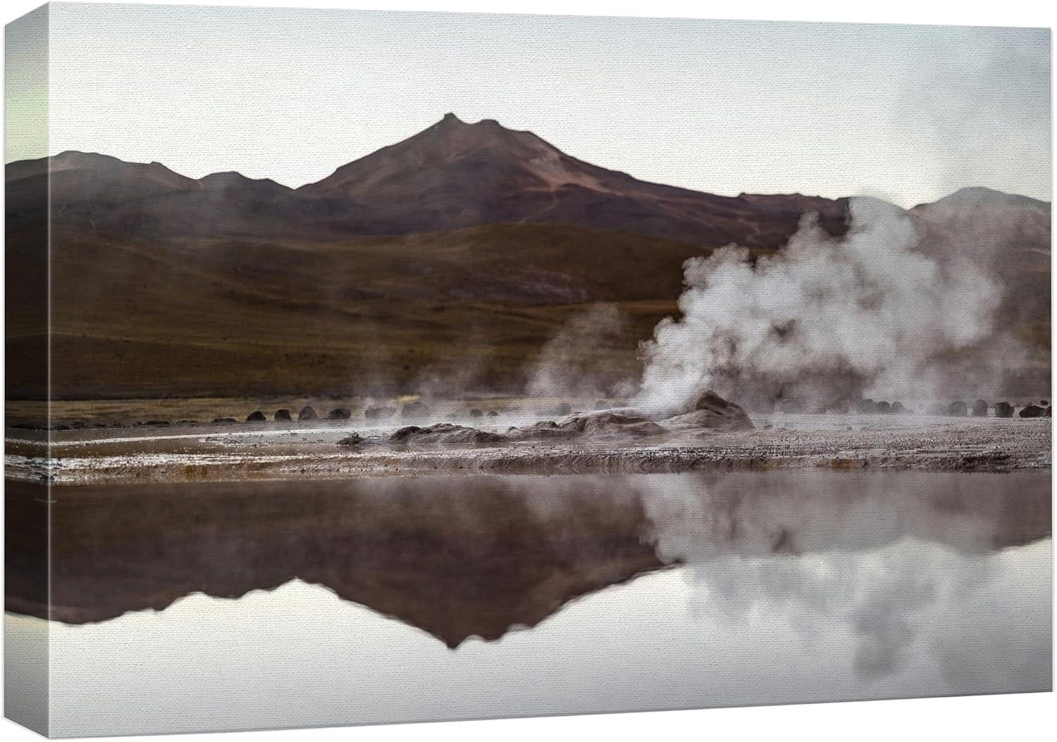 AEFER Canvas Print Wall Art Steaming Geysers in Mountain Landscape ...