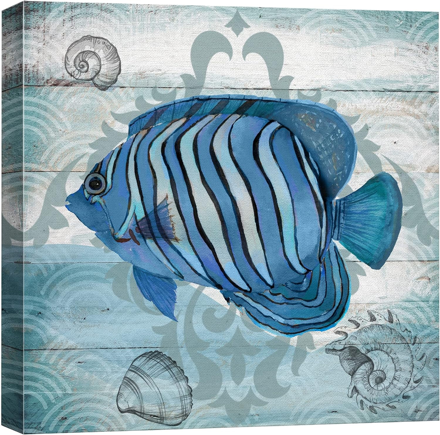 AEFER Canvas Print Wall Art Striped Clownfish with Insignia Imprint ...