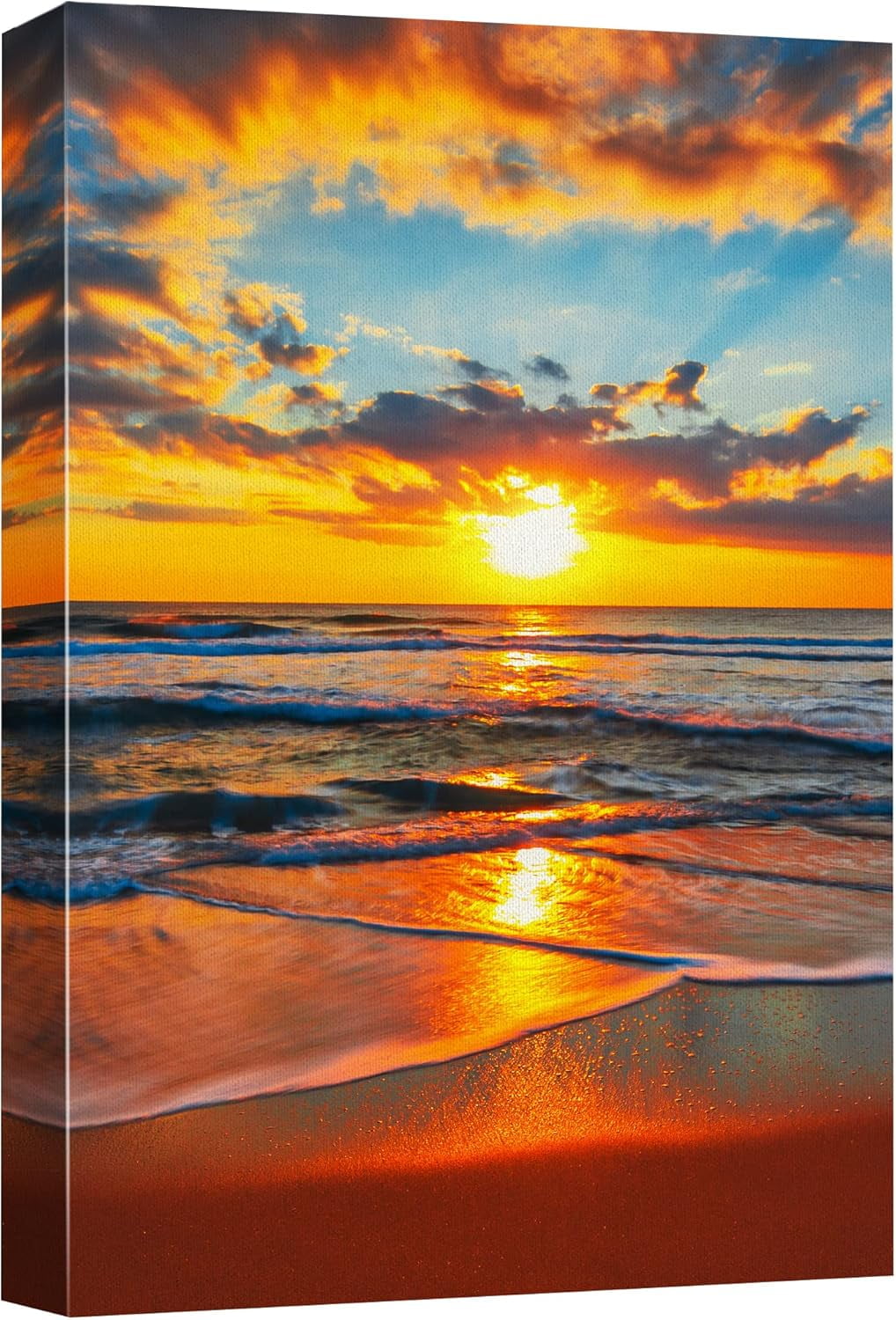 AEFER Canvas Print Wall Art Vibrant Ocean Beach Paradise Sunset Sky ...