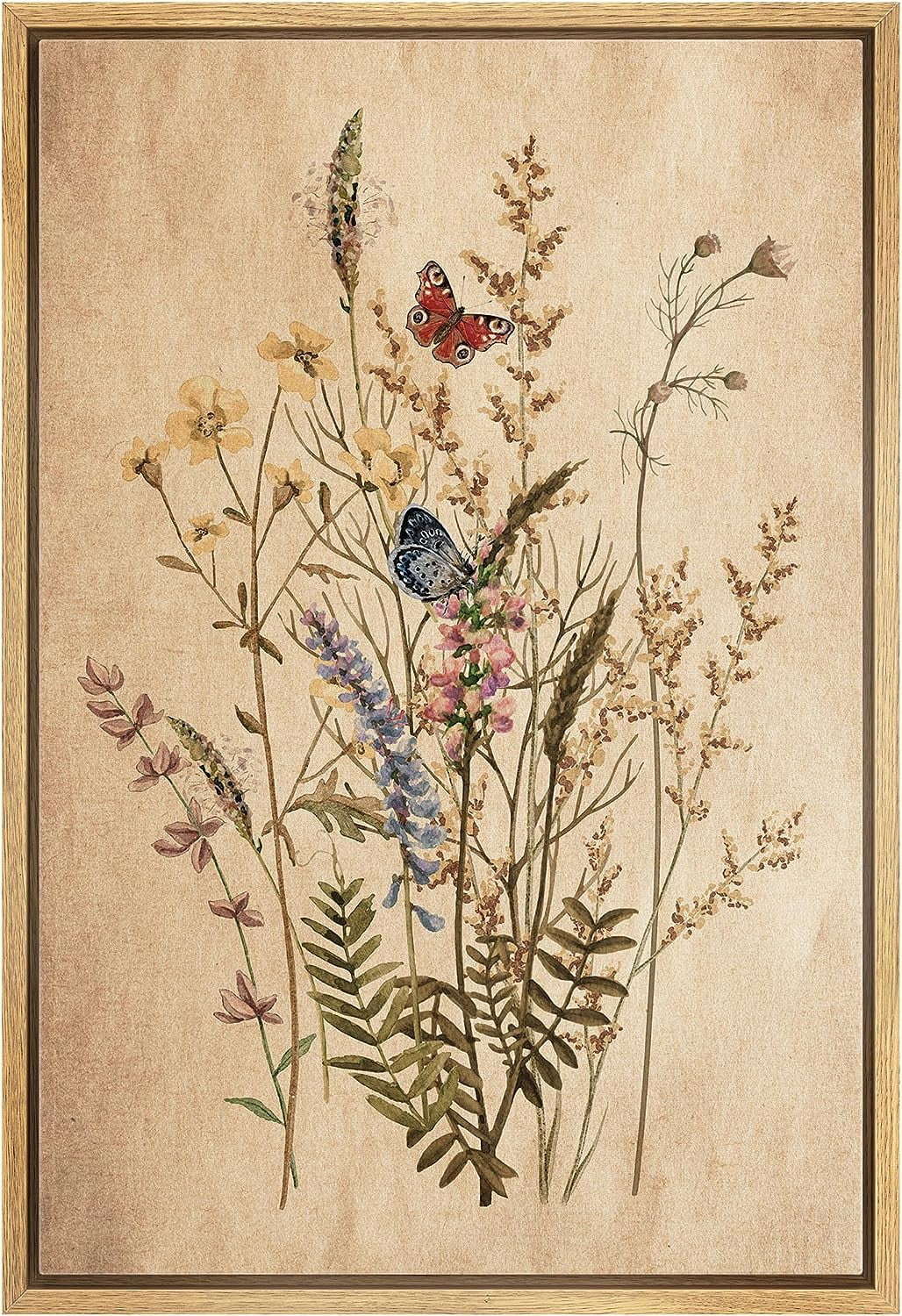 AEFER Canvas Print Wall Art Vintage Garden Wildflower Still Life Nature ...