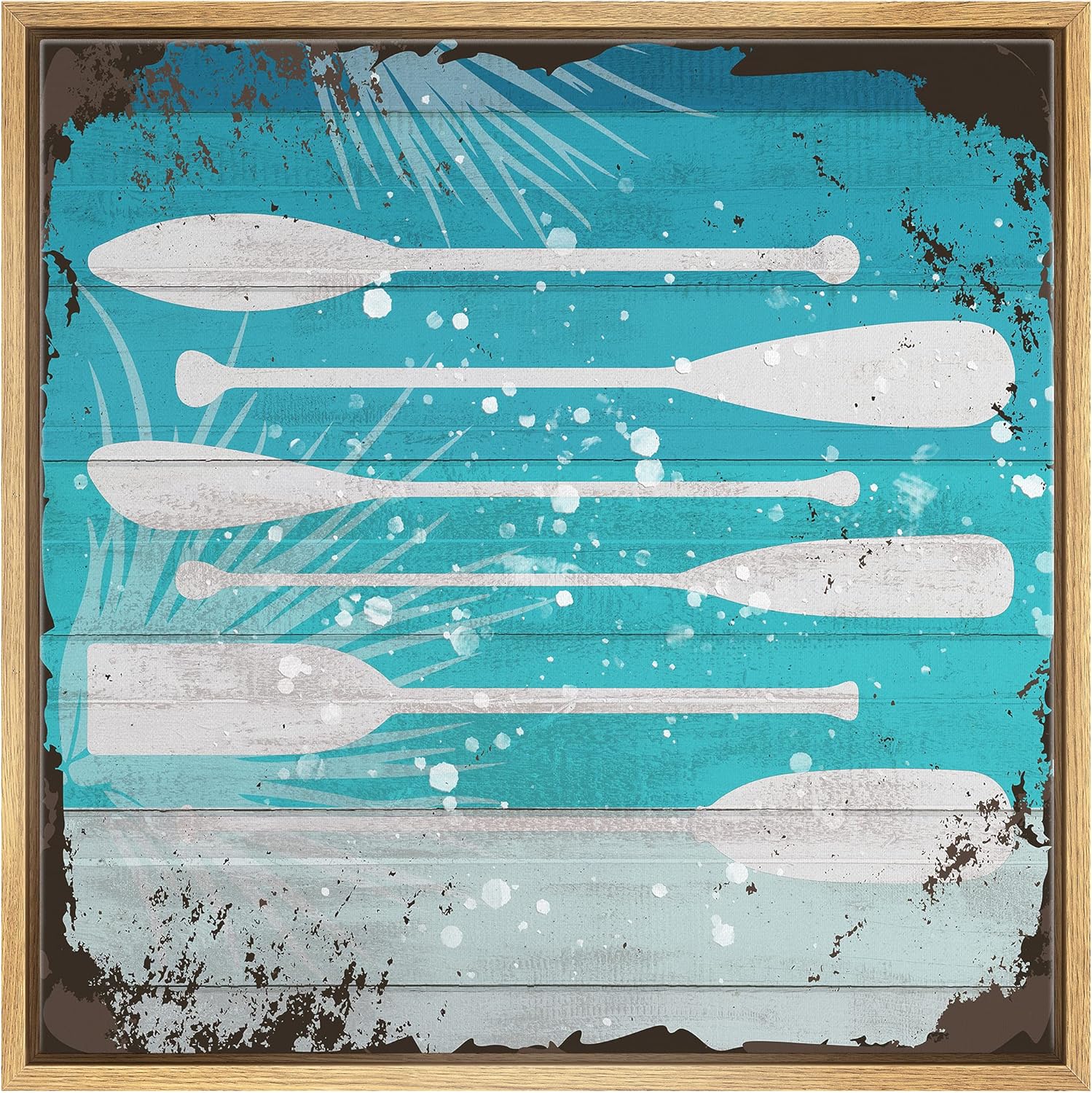 AEFER Canvas Print Wall Art White Paddle Arrangement on Teal Background ...