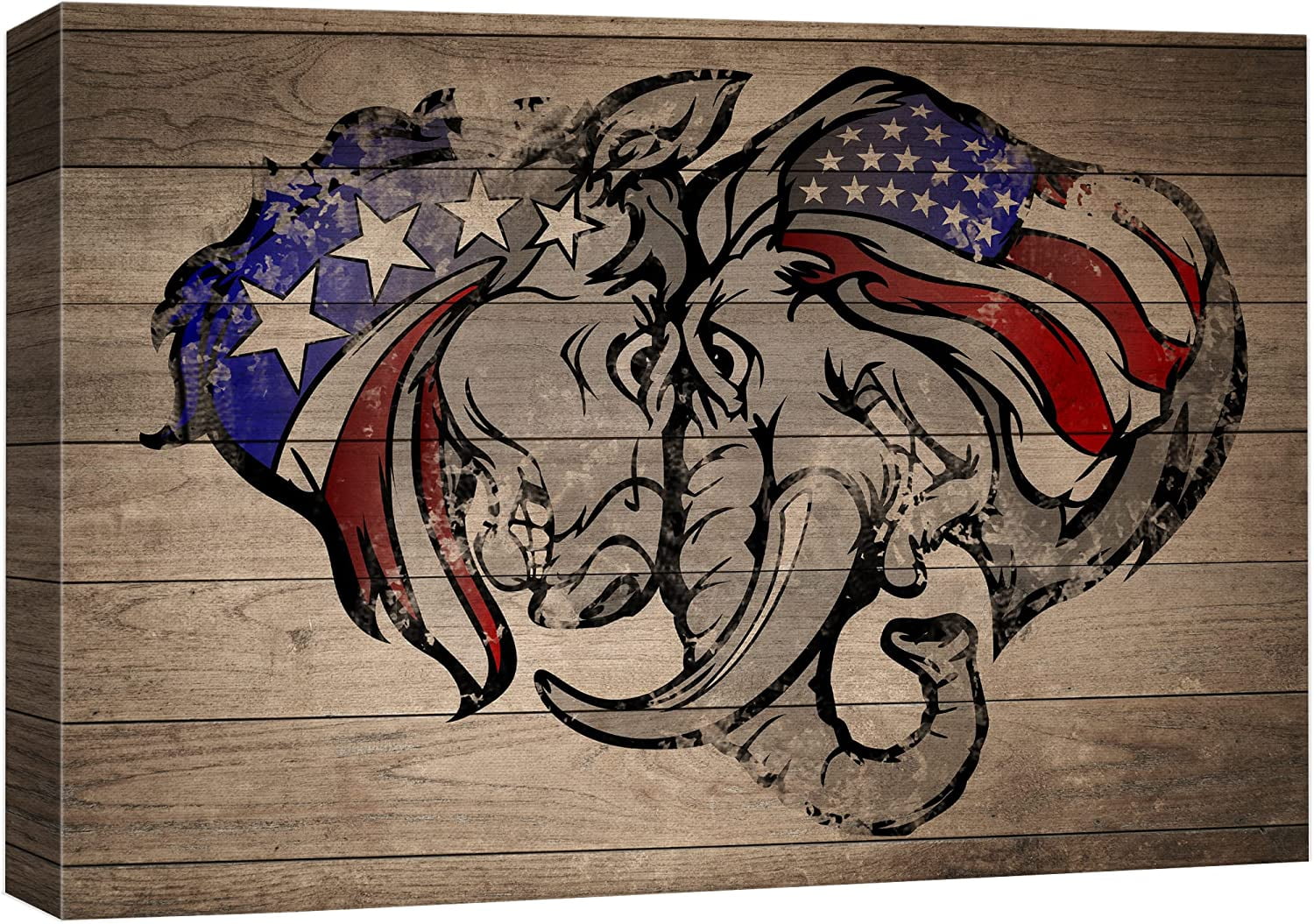 AEFER Canvas Print Wall Art Wood Panel Cartoon Republican Democrat ...