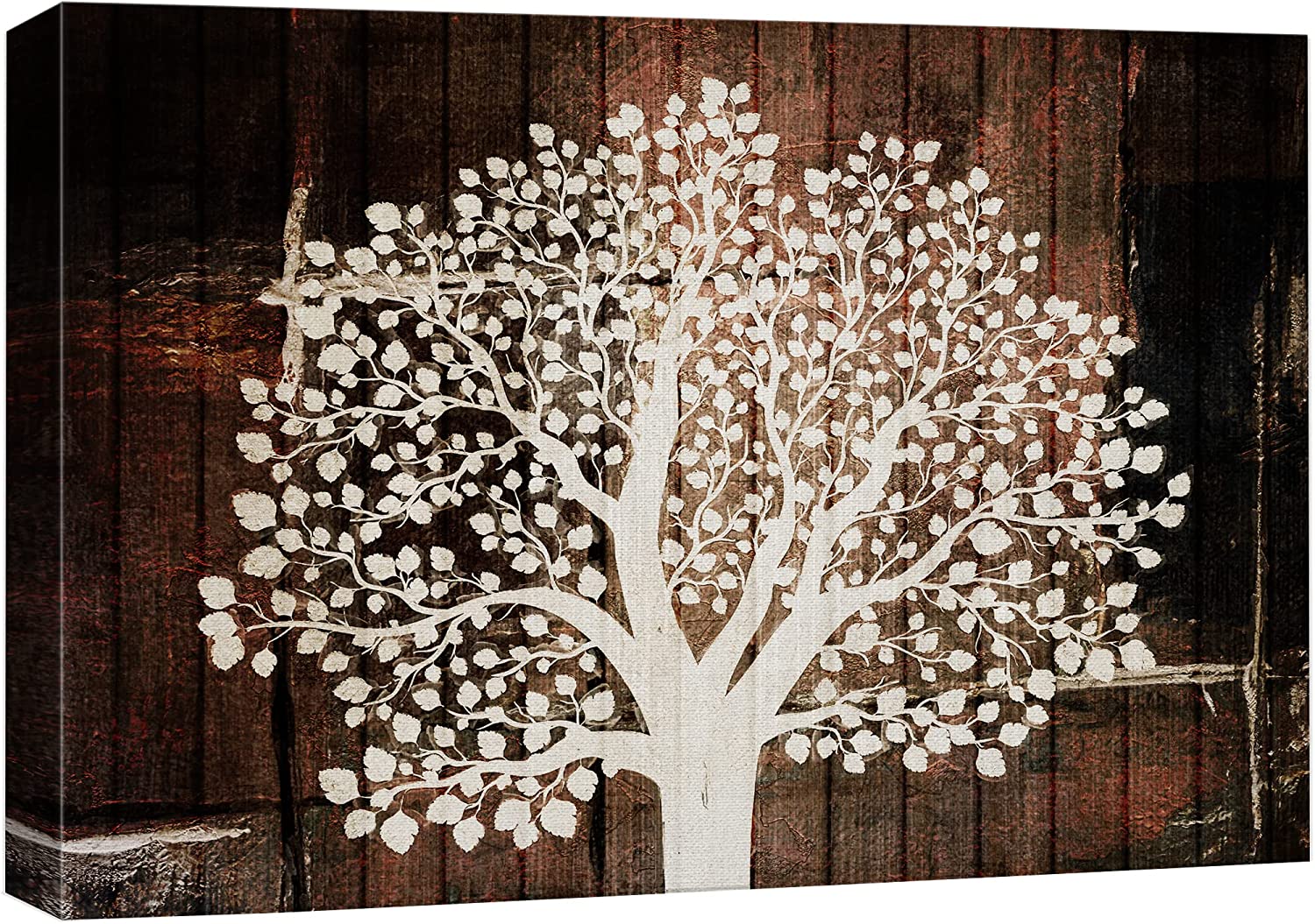 AEFER Canvas Print Wall Art Wood Panel Tree Silhouette Tapestry Nature ...