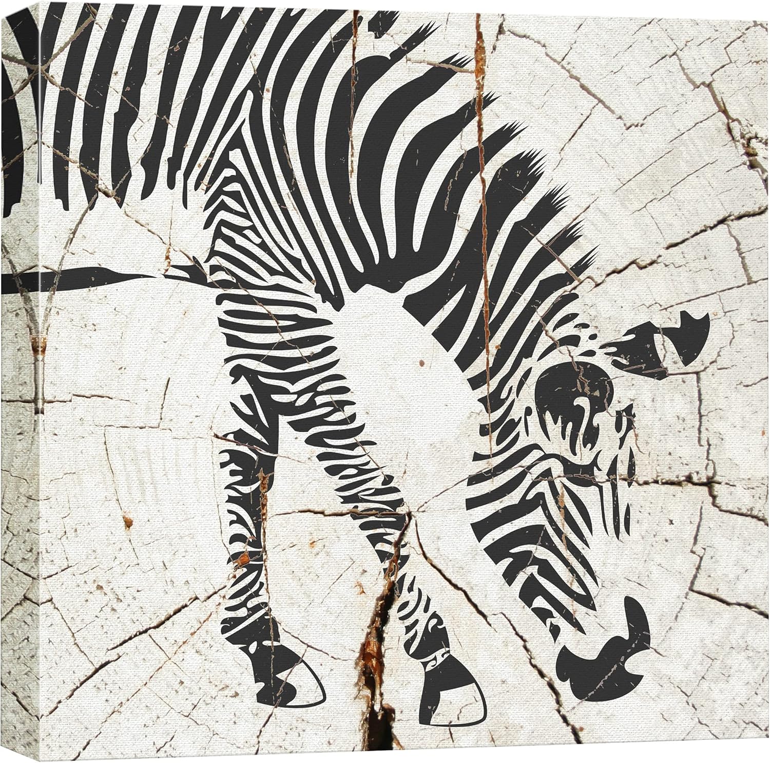 AEFER Canvas Print Wall Art Wood Ring Effect Striped Zebra Animals ...
