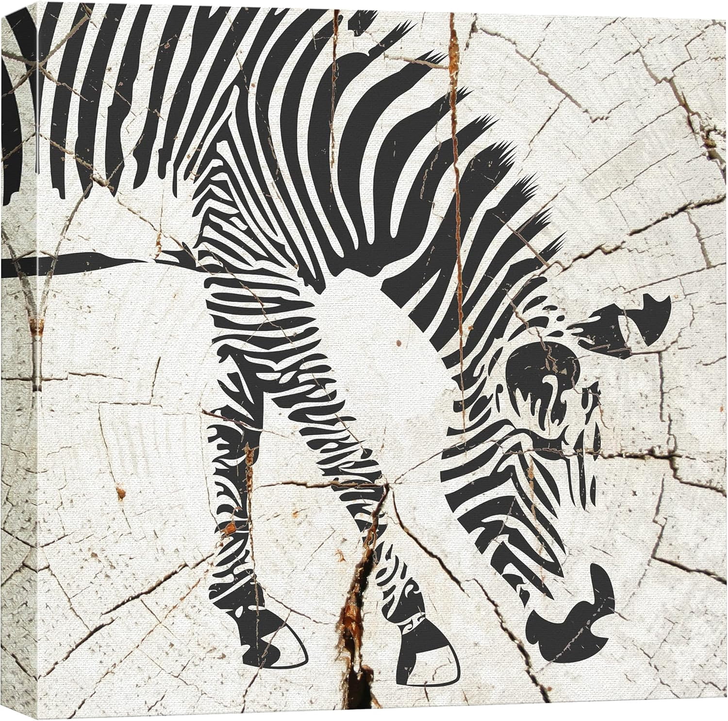 AEFER Canvas Print Wall Art Wood Ring Effect Striped Zebra Animals ...
