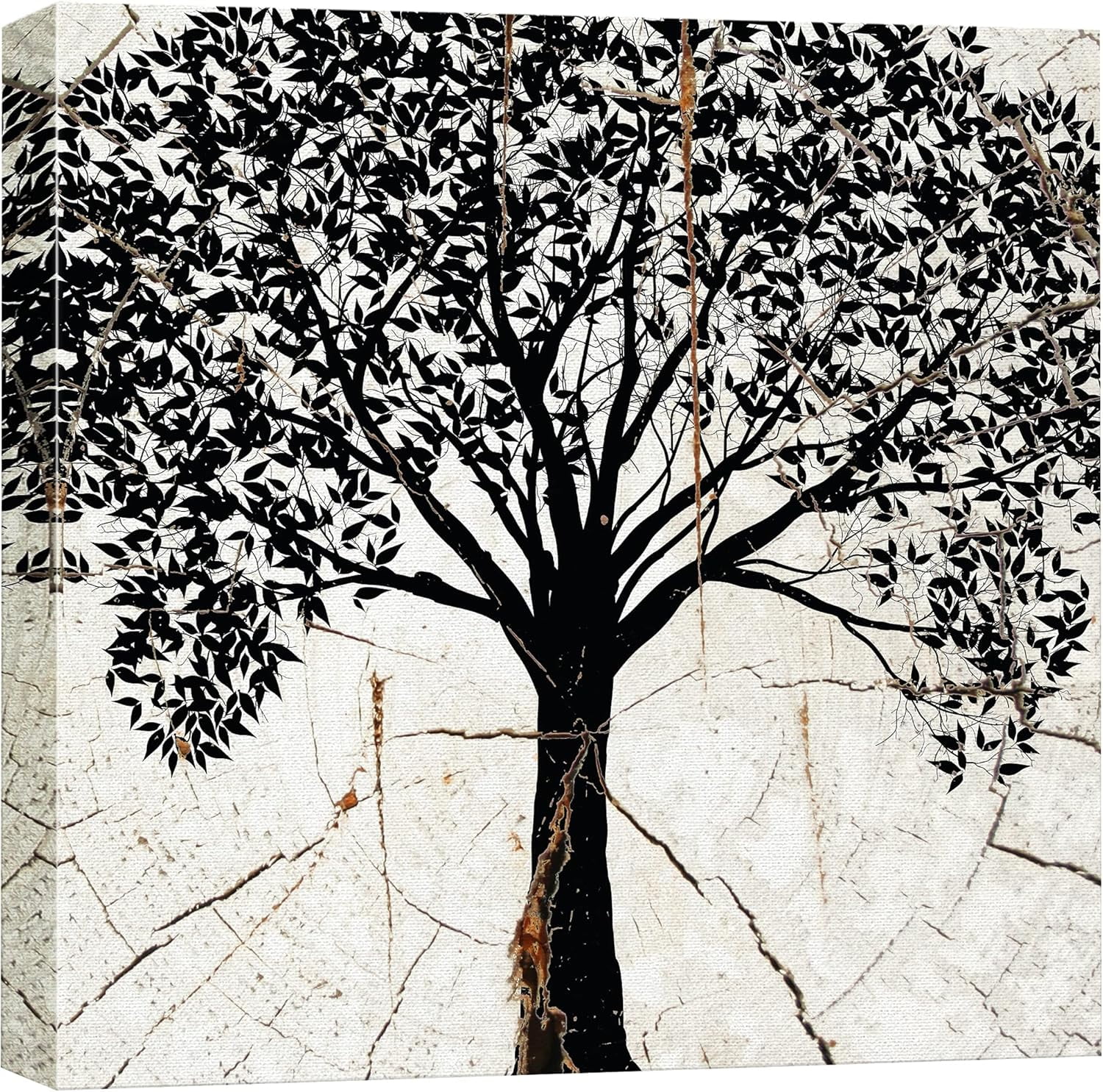 AEFER Canvas Print Wall Art Wood Ring Effect Tree Silhouette Nature ...