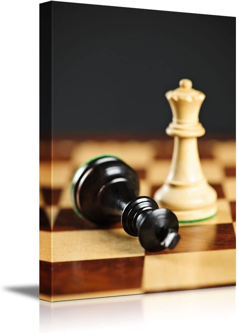 AEFER Canvas Prints Wall Art - Closeup of Checkmate on King by Queen ...