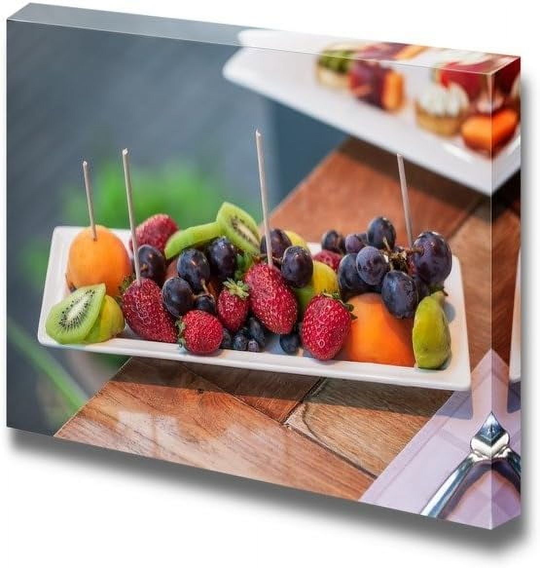AEFER Canvas Prints Wall Art - Plate Filled with Peaches, Kiwi, Red ...