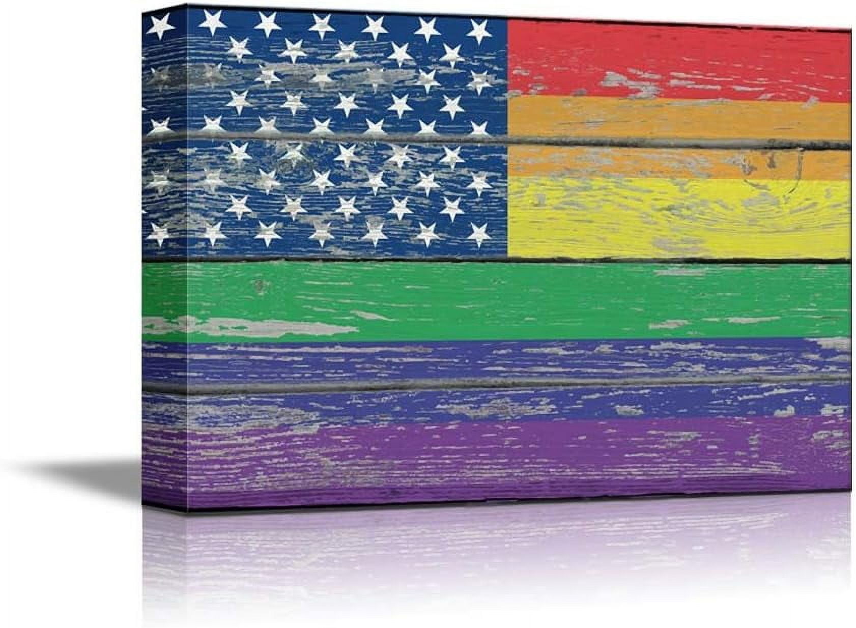 AEFER Canvas Prints Wall Art - Pride Rainbow USA Flag Gay Pride Flag ...