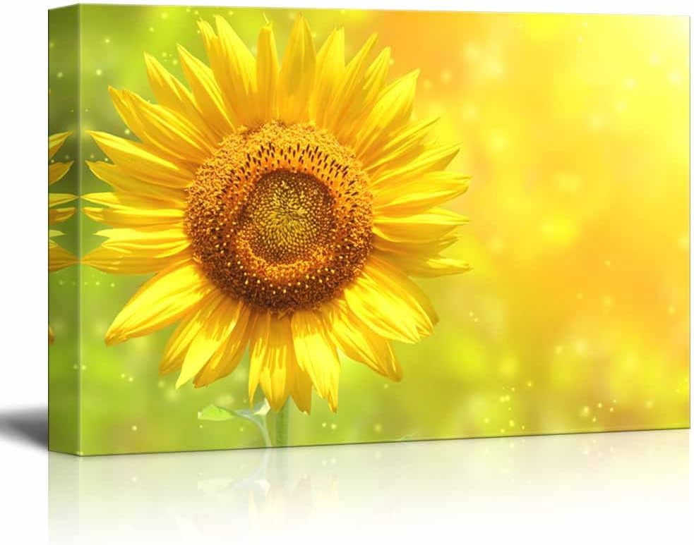 AEFER Canvas Prints Wall Art - Yellow Sunflower and Bright Sun | Modern ...