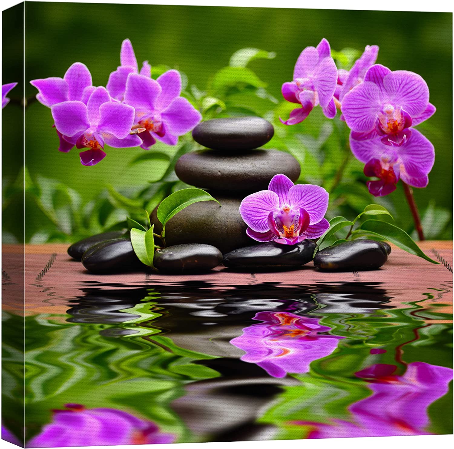 AEFER Canvas Prints Wall Art - Zen Basalt Stones and Orchid Spa,Beauty ...