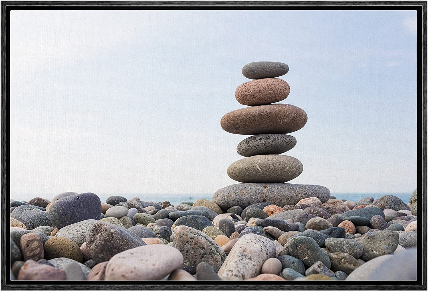 AEFER Canvas Prints Wall Art - Zen Stones Balance, Pebbles Stack Over ...