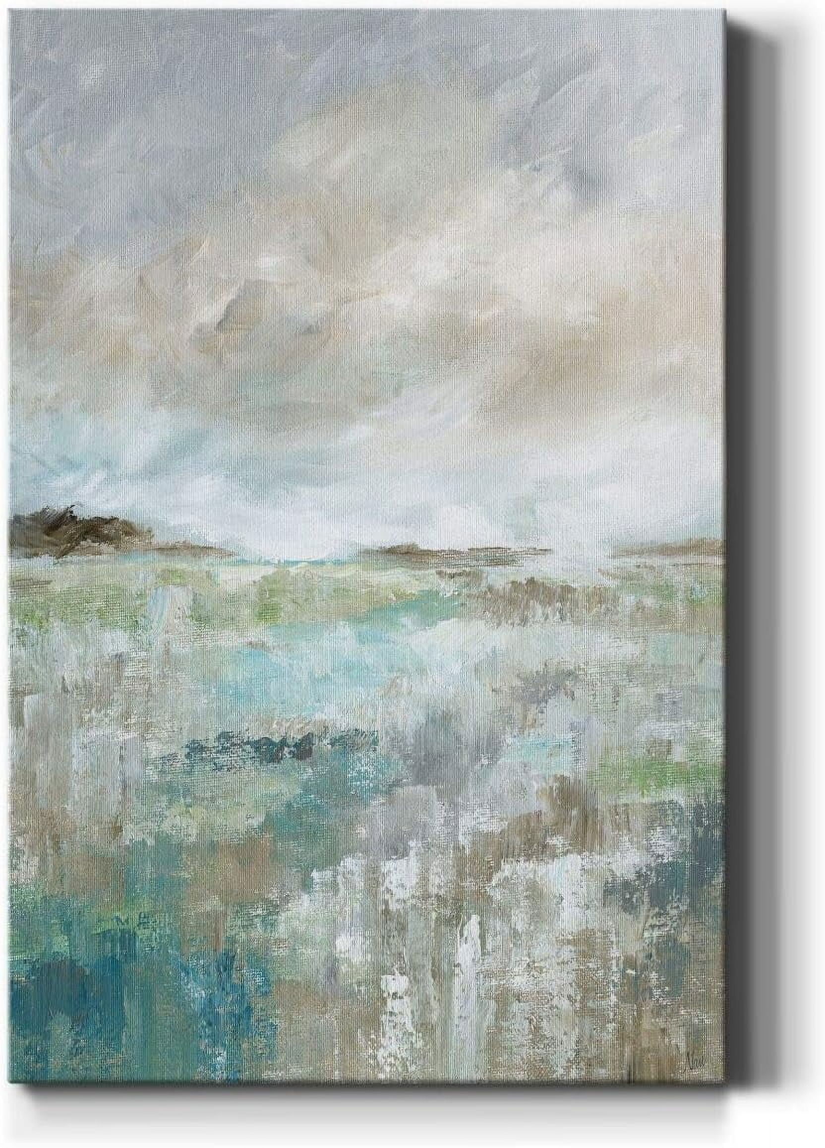 AEFER Canvas Rustic Art Prints for Home Cloudy Beachrock with High Tide ...