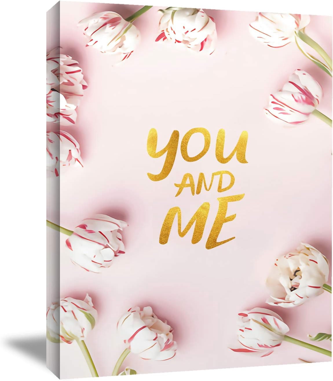 AEFER Canvas Wall Art - 18x24 Inch Pink Flowers with Words Picture ...