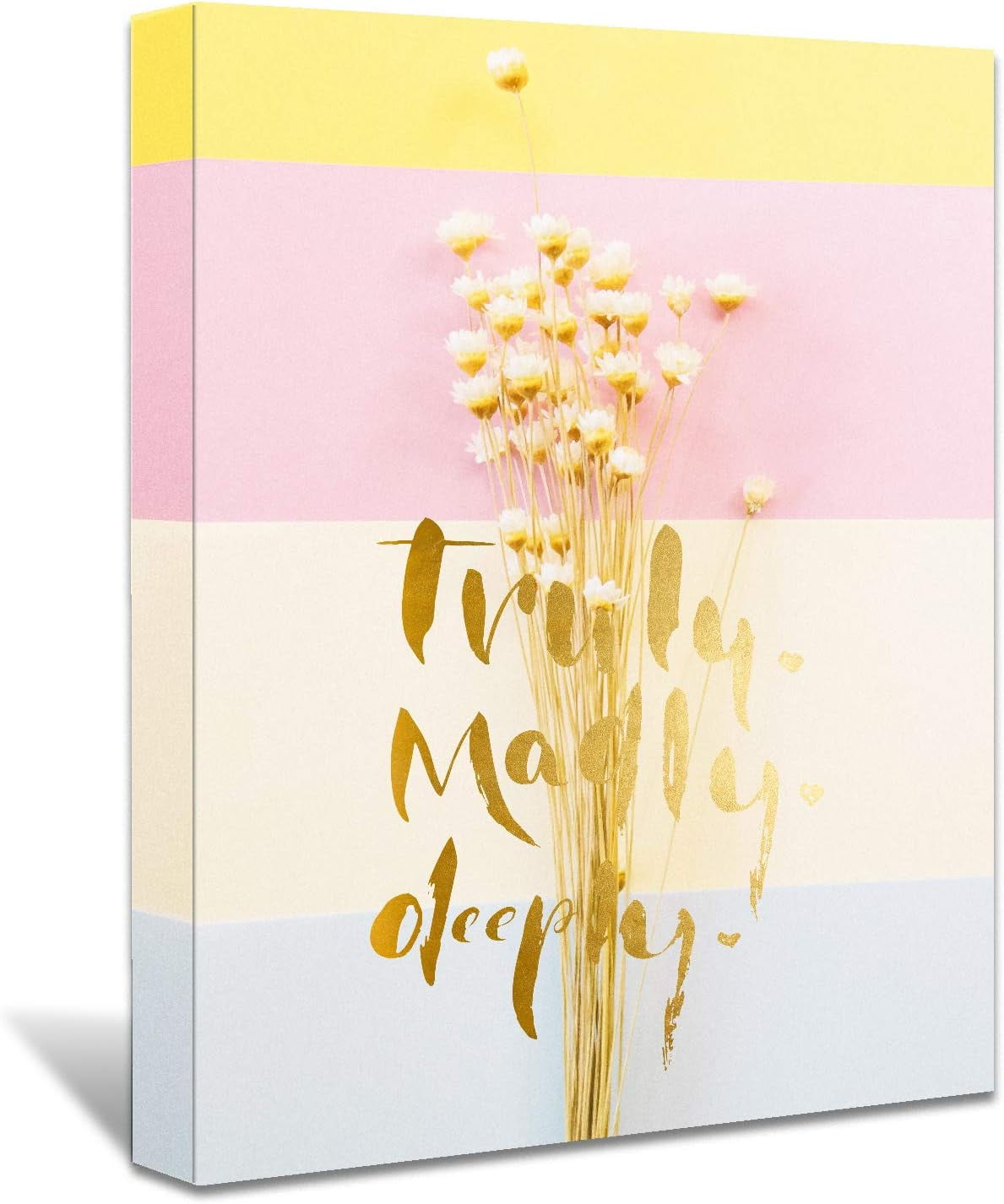 AEFER Canvas Wall Art - 24x36 Inch Gold Sayings on Pink and Yellow ...