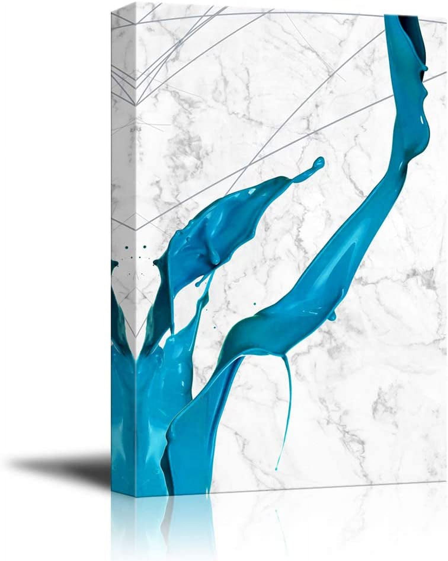 AEFER Canvas Wall Art - Abstract Blue Acrylic Paint Splash - Giclee ...