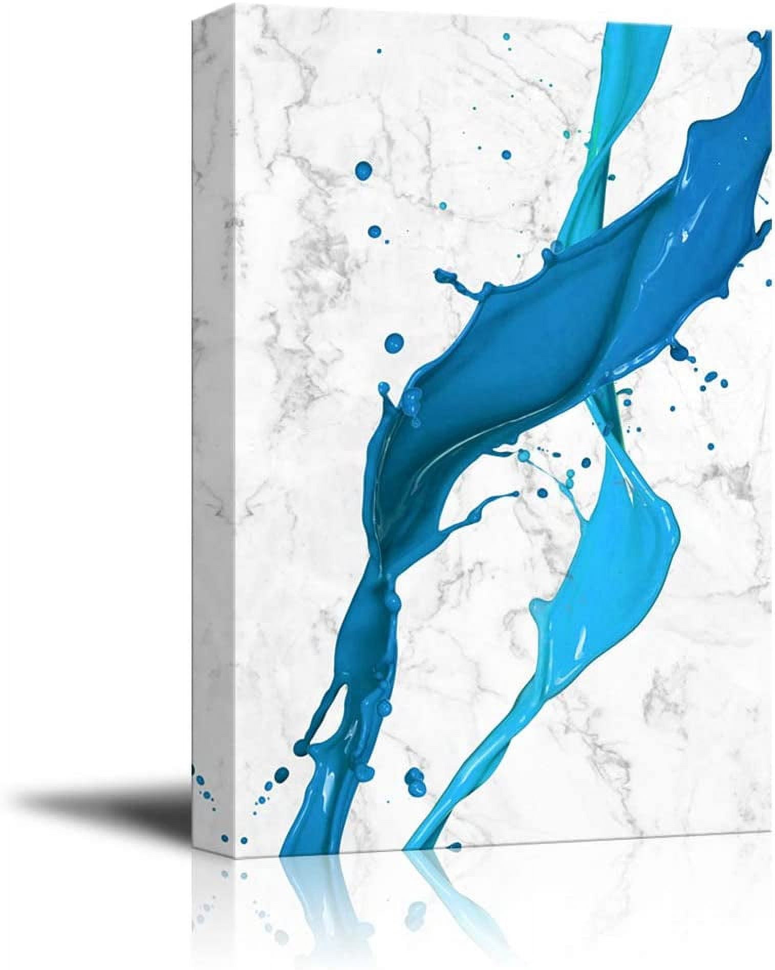 AEFER Canvas Wall Art - Abstract Blue Acrylic Paint Splash - Giclee ...