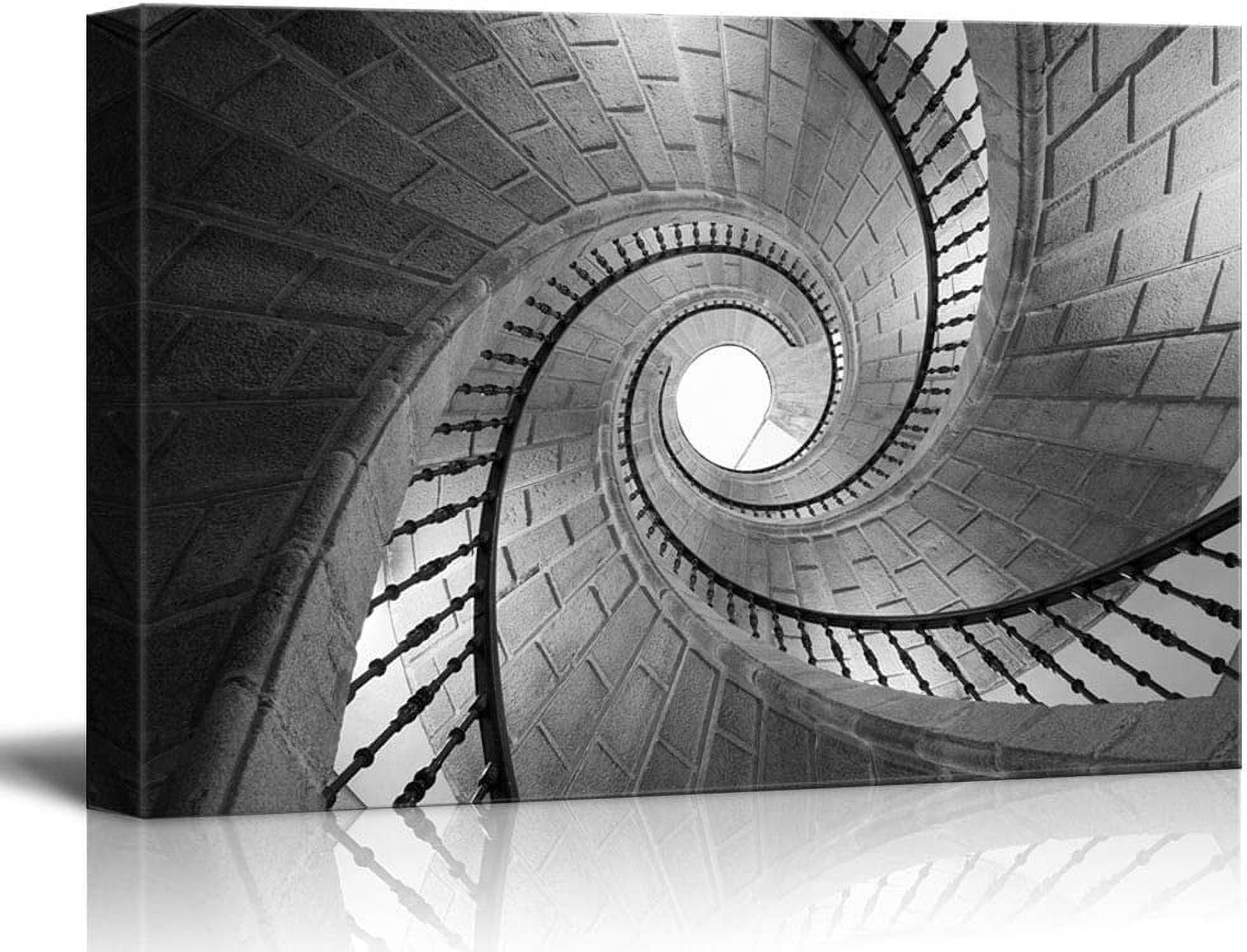 AEFER Canvas Wall Art - Abstract Geometry Spiral Staircase Pattern ...