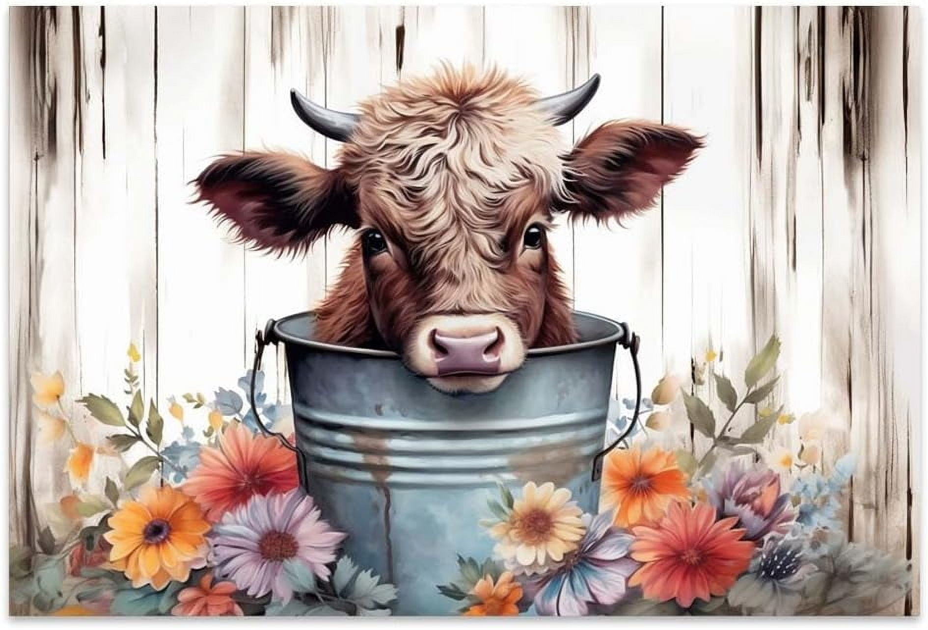 AEFER Canvas Wall Art For Bedroom Office Wall Decor, Highland Cow In ...