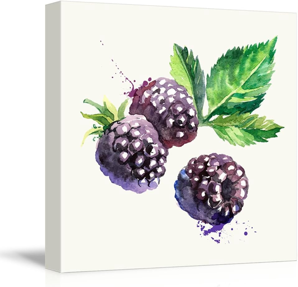 AEFER Canvas Wall Art - BlackBerry Watercolor | Fruits Watercolor Art ...