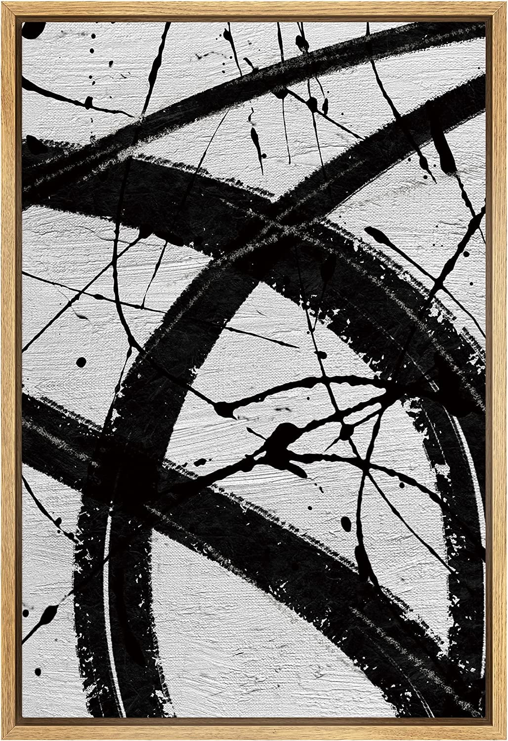 AEFER Canvas Wall Art Bold Ink Stroke with Line and Texture Abstract ...