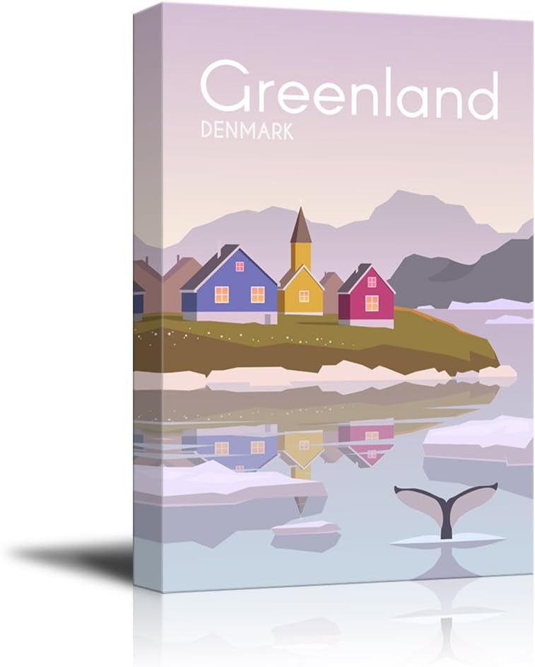 AEFER Canvas Wall Art - Greenland Travel Illustration Canvas Art ...